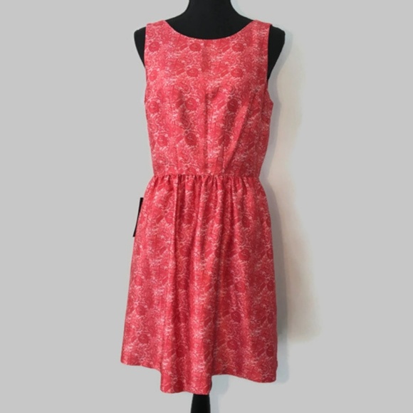 The Limited | Dresses | The Limited Red Satin Fit Flare Dress 2 Lace ...